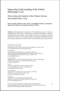 Improving Understanding of the Global Hydrologic Cycle: Observation and Analysis of the Climate ...