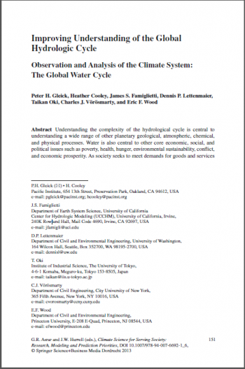 Improving Understanding of the Global Hydrologic Cycle: Observation and ...